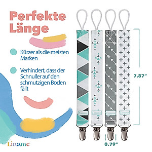 Liname Neutral Pacifier Clip with Teething Toy - 4 Pack Pacifier Clips for Boys & Girls - Binky Holder Soothie Paci Clip Binkie Clip - Unisex Pacifer Clip Baby Pacifier Clip and Pacifier Holder (Mint)