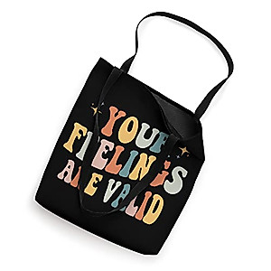 Your Feelings Are Valid Cute Retro Mental Health Awareness Tote Bag