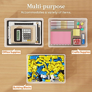 Lifewit 4 Pack Plastic Multi-Purpose Storage Box with Latching Lids, Clear A4, 8.5" x 11" Letter Size Paper Storage, Storage Containers for Board Game, Craft, Document, Magazine, Art Supplies