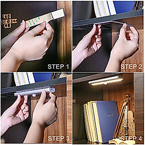 Motion Sensor Closet Lights, 10 Led Battery Powered Lights Led Under Cabinet Lighting Wireless Under Counter Light, Stick On Lights Motion Night Light Bar for Stairs Hallway Kitchen, White 6 Pack