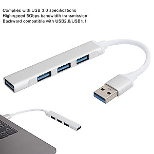 USB C Hub Multiport Adapter, USB3.0 Hub 4 Port Aluminum Alloy Adapter Converter UltraHigh Speed Splitter Accessories