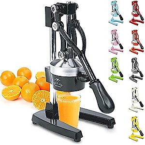 Zulay Professional Citrus Juicer - Manual Citrus Press and Orange Squeezer - Metal Lemon Squeezer - Premium Quality Heavy Duty Manual Orange Juicer and Lime Squeezer Press Stand, Black