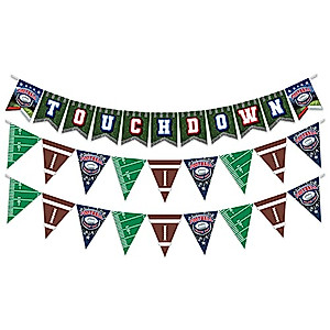 Treasures Gifted Football Birthday Banner Set of 3-1 Football Banner & 2 Pennants - Football Birthday Party Decorations - Football Decorations for Party, Football Hanging Decorations, Football Decor