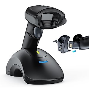 TEEMI Bluetooth QR Barcode Scanner with USB Cradle, Battery Replaceable Feature, Wireless Barcodes Reader Bar Code Scan Gun Handsfree Automatic Screen Scanning, Advanced Data Parsing