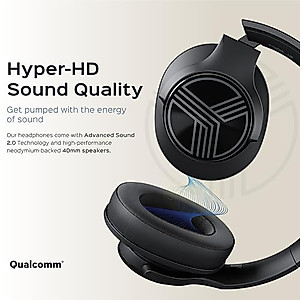 TREBLAB Z2 Active Noise Cancelling Workout Headphones - Signature-HD Sound, Deep Bass, 35H Battery, Comfortable, Foldable Over Ear Bluetooth Headphones Wireless. for Gym, Sport, Travel. Mic for Calls