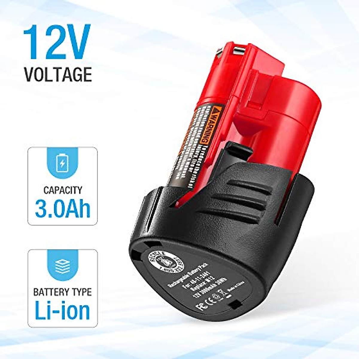 Powerextra 4Pack M 12 3.0Ah Replacement Battery for 12V M12 Lithium Ion Battery XC 48-11-2420 48-11-2440 48-11-2402 48-11-2411 48-11-2412 Cordlees Power Tools