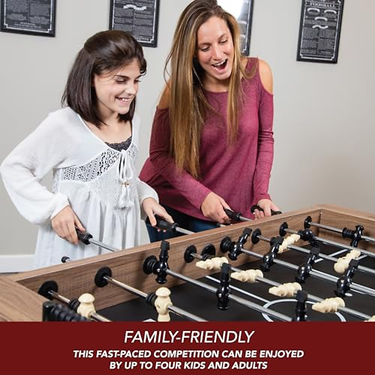 Hathaway Fullerton 48-in Foosball Table, Arcade Table Soccer for Game Rooms, Includes (2) 36-mm ABS Foosballs, Driftwood (BG50330)