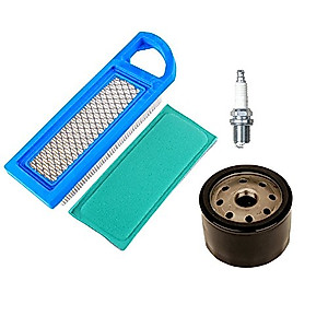 HIFROM 697014 697153 Air Filter and 697015 Pre Filter with 696854 795890 Oil Filter Spark Plug Replacement for Lawnmower Engines Lawn Mower Air Cleaner Oil Filter Tune Up Kit