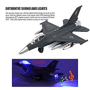 Lynkaye F-16 Fighting Falcon Thunderbirds Toy Army Air Force Military Airplane Model Kit with Fun Lights and Sounds (Grey)