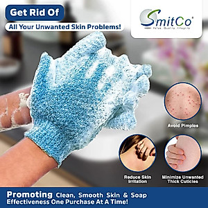 Exfoliating Gloves for Men and Women | Spa-Quality Exfoliation Mitts to Remove Dead Skin & Bumps | Textured Body Scrub Bath and Shower Gloves - Colorful 4 Pair Pack - Pink, Green, Blue, & Purple