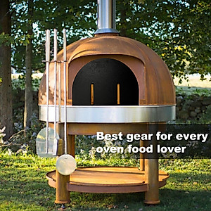 Simond Store Pizza Oven Door 27”(L) X 19.25”(H) Stainless Steel Heavy-Duty Oven Door with Wooden Handle for Indoor & Outdoor Pizza Oven, Outdoor Pizza Oven Kit
