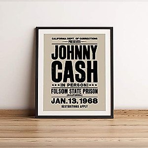 "Johnny Cash-In Person-Folsom State Prison"-Country Music Wall Art -11 x 14" Vintage Replica Sign Print-Ready to Frame. Rustic Decor for Home-Studio-Bar-Dorm-Cave. Great Gift! Printed on Photo Paper.