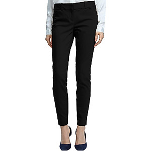 SATINATO Women's Straight Pants Stretch Slim Skinny Solid Trousers Casual Business Office Black