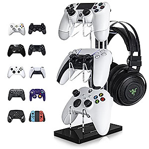 OAPRIRE Universal 3 Tier Controller Holder and Headset Stand for PS4 PS5 Xbox ONE Switch, Controller Stand Gaming Accessories, Build Your Game Fortresses (Black)