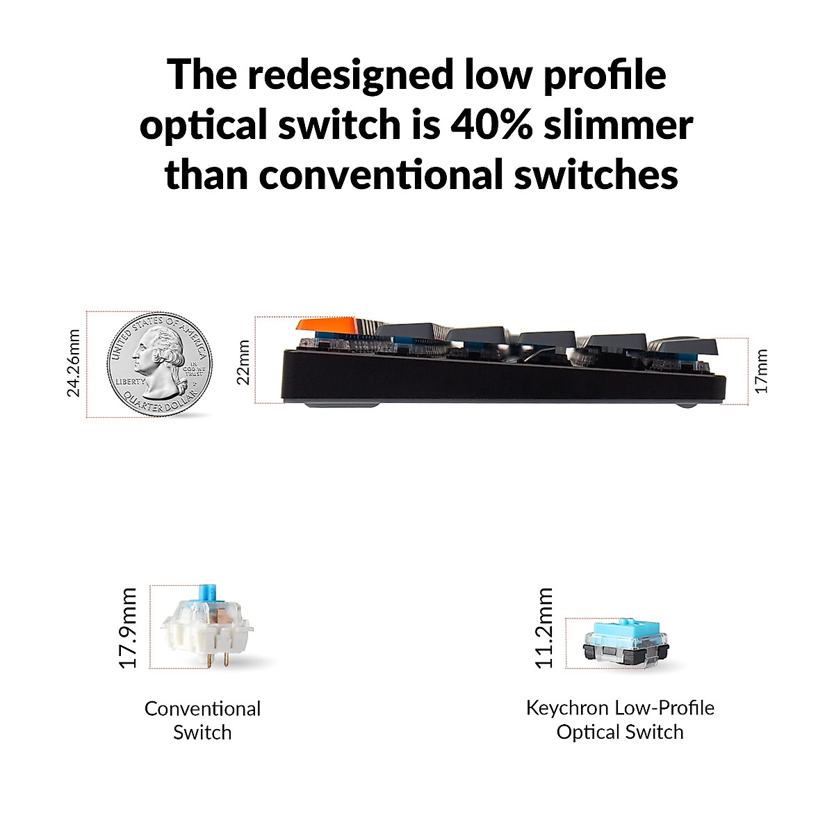 Keychron K5 SE Hot-swappable Ultra-Slim Wireless Bluetooth/Wired USB Mechanical Keyboard with Low-Profile Optical Brown Switch, Full Size Layout 104-Key White LED Backlit for Mac and Windows