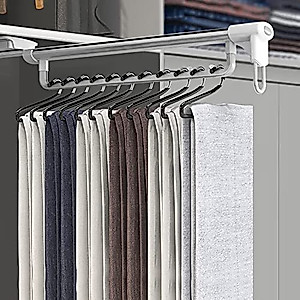 Extendable Clothes Rail - Sliding Wardrobe Closet Rod, Adjustable 25-46 Cm Wardrobe Rail Metal with Slide Rail, Extendable Clothes Rail Closet Rail White, 25Kg Load Capacity (Size : 40cm/15.