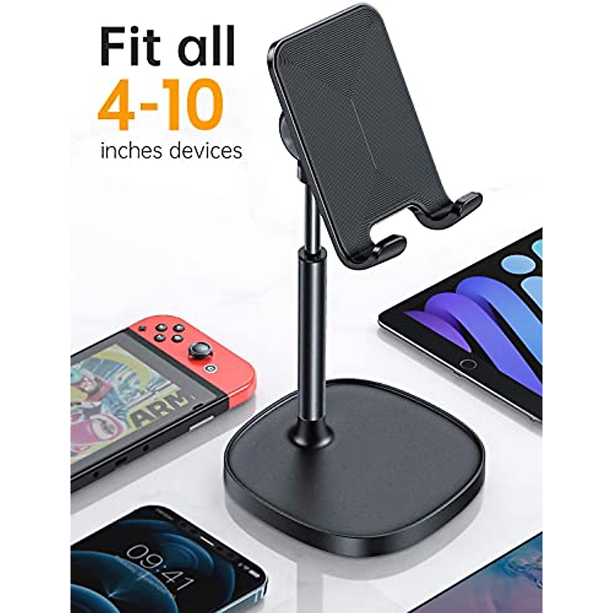 LISEN Office Supplies Decor Cell Phone Stand Universal Home Office Desk, Reduce Neck Pain Height Angle Adjustable Cell Phone Stand, Taller, and More Photogenic iPhone Stand When Phone & Tablets Video