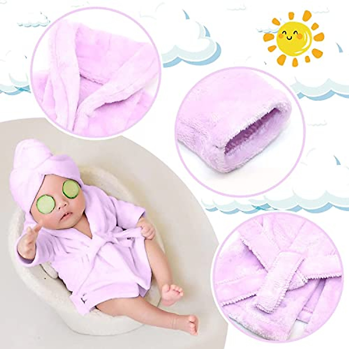 SPOKKI Newborn Photography Props Newborn Girl Photoshoot Outfits Crochet Baby Curler Hat with Makeup Brush for Infant Boys Girls (Purple)