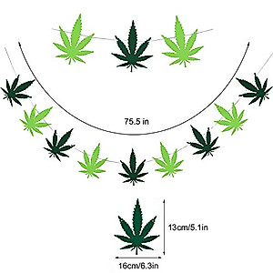 2 Pieces Pot Leaves Felt Banners Pot Leaf Weed Shaped Banners Green Weed Leaves Banner Decorations for Party Home Supplies