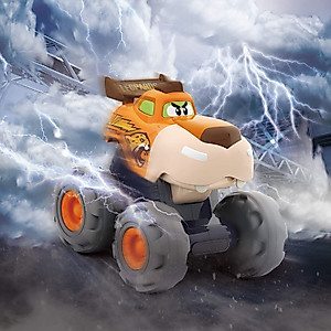 MOONTOY Toy Cars for 1 2 3 Year Old Boys, 3 Pack Friction Powered Cars Pull Back Toy Cars Set - Bull Truck, Leopard Truck, Crocodile Trucks, Push and Go Toy Cars for Toddler Boys Baby Gift.