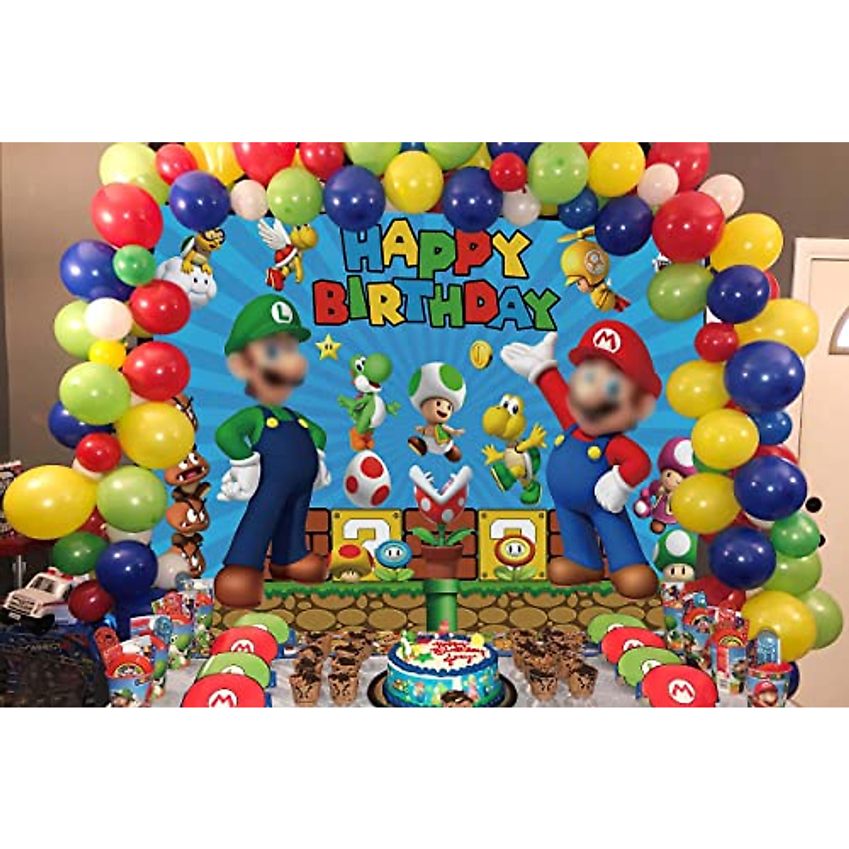 Super Brother Boy Backdrop Adventure Game Mushroom Gold Coins Photography Background Boy Children Birthday Party Baby Shower Supplies Photo Booth Studio Props 5x3FT