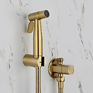 ifgswopq Hand Held Toilet Bidet Sprayer Brushed Gold Stainless Steel Douche Kit Faucet Washer Cleaning (Color : E) (D)