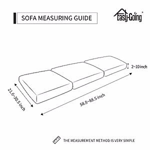 Easy-Going 100% Waterproof Chair Sofa Seat Cushion Slipcovers Couch Cushion Cover Stretch Furniture Protector for Kids, Pets (3-Piece Sofa Cushion, Dark Gray)