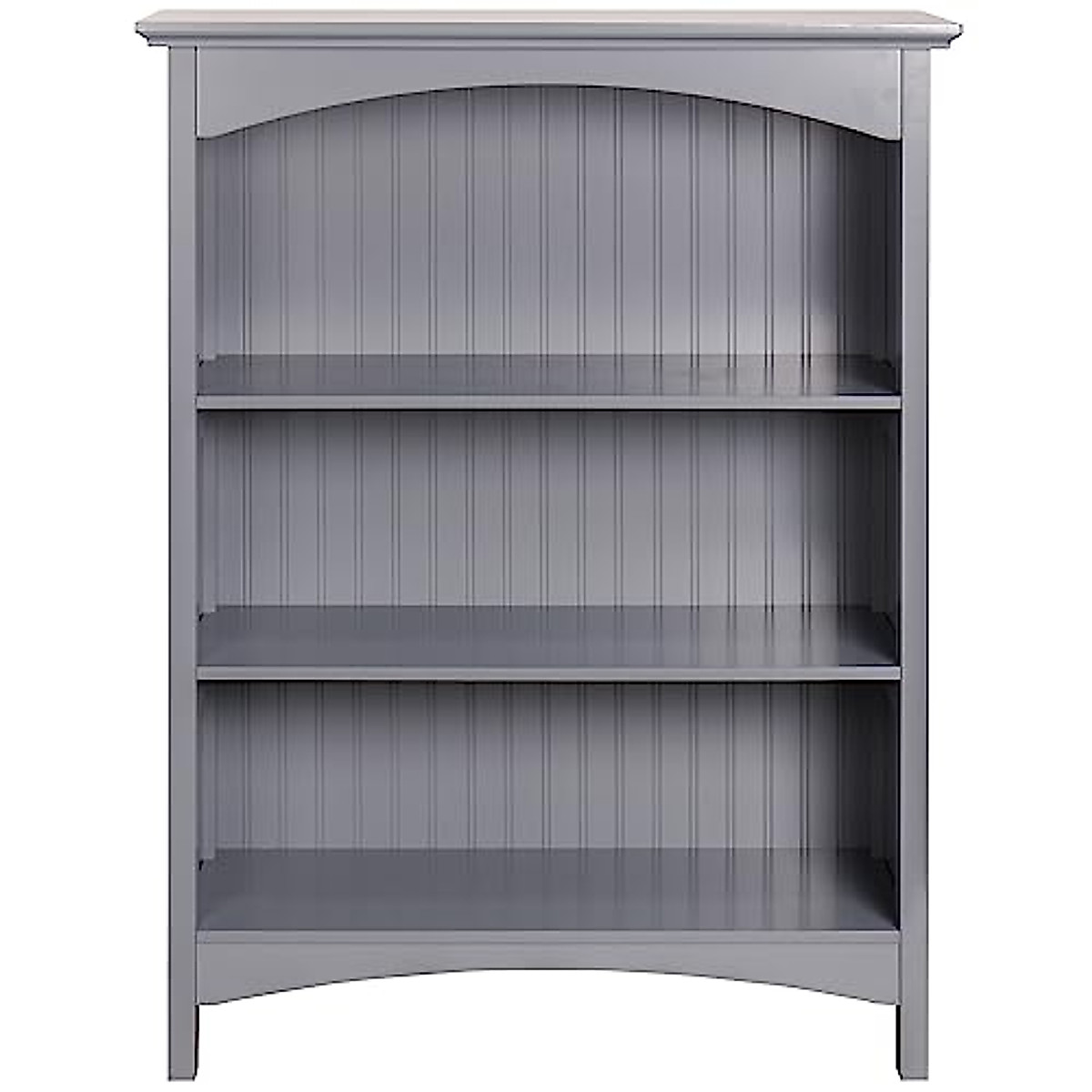 eHemco 3 Tier Bookcase with 2 Arched Supports, 40 Inches, Gray