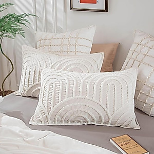 INDACORIFY Cotton Tufted Duvet Cover Duvet Cover Comforter Cover Bohemian Bedding 3 Pcs Set Washed Indian Cotton Duvet with 2 Pillow Cover (Ivory, California King 98X104 Inches)