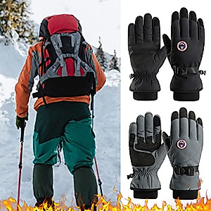 liuyffan Men and Women Gloves Winter Skiing Hands Warm Skiing Gloves Wind Proof Warm Mittens for Women Cold Weather Insulated (Black, L)