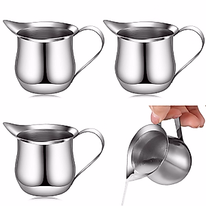 4 Pieces Creamer Pitcher Bell Shaped Creamer 3 Ounce Espresso Pouring Cup Stainless Steel Creamer Pitcher Mirror Finish Mini Stainless Steel Pitcher for Coffee Shop Restaurant Bakery Kitchen