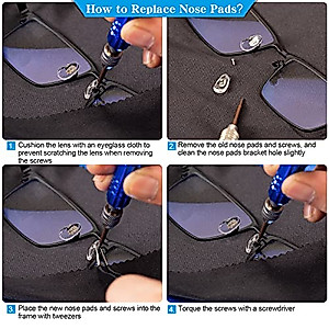 kzj Eyeglass Repair Kit,Upgrade Glasses Repair Kit with Screws,Nose Pads,Screwdriver,Tweezers and Cleaning Cloth for Glasses,Sunglasses,Watch Clock