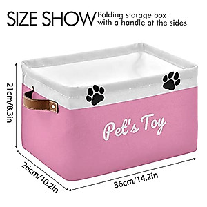 Pink Pet Name Custom Storage Basket Customize Storage Organizer Box Bin Large Collapsible Cube Baskets with PU Handles for Shelf Closet Nursery Laundry 1 Pack