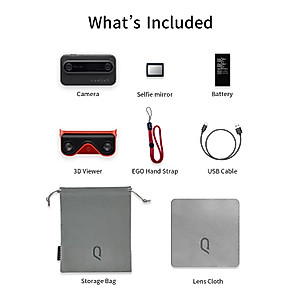 KanDao QooCam EGO 3D Camera - Viewer-Integrated 3D VR Camera, 24MP/8K Photos/4K 60FPS Videos Stereoscopic 3D Instant Display Camera, Compatible on VR Headsets/AR Glasses/Projectors, Black Standalone