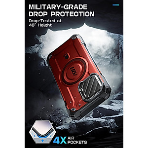 SUPCASE for iPhone 14/13 Pro Max Case with Camera Cover Stand, [MagSafe Compatible] [Built-in Belt Clip] Heavy Duty Magnetic Phone Case, Ruddy