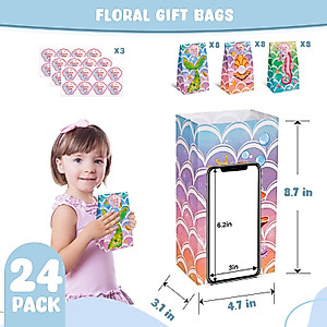 VGOODALL 24PCS Mermaid Party Favor Bags, Sea Theme Party Favor Bags Mermaid Gift Bags with Sealing Stickers for Baby Shower Bridal Shower 4.7" x 3.1" x 8.7"