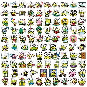 100PCS Kawaii Cartoon Stickers Cute Frog Stickers Vinyl Waterproof Stickers for Laptop Water Bottles Skateboard Guitar Boys Girls Kids Teens Adults Birthday Party Supplies