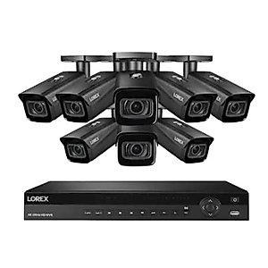 Lorex NC4K4MV-168BB-2 4K 16-Channel 4TB Wired NVR System with Nocturnal 4 Smart IP Bullet (8X LNB9383/Black) Cameras Featuring Motorized Varifocal Lens, Vandal Resistant and 30FPS Recording