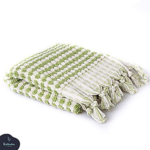 Organic Turkish Cotton Hand Towels for Bathroom | 17 x 35 Inches | Large Soft Plush Fluffy Highly Absorbent Towels for Kitchen, Hand and Face | Decorative Boho Hand Towel (Green, Hand Towel)