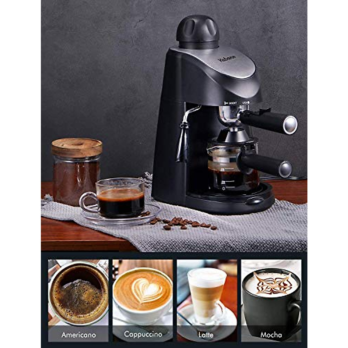 Yabano Espresso Machine, 3.5Bar Espresso Coffee Maker, Espresso and Cappuccino Machine with Milk Frother, Espresso Maker with Steamer