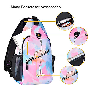 MOSISO Sling Backpack, Multipurpose Travel Hiking Daypack Rope Crossbody Shoulder Bag, Graffiti Art