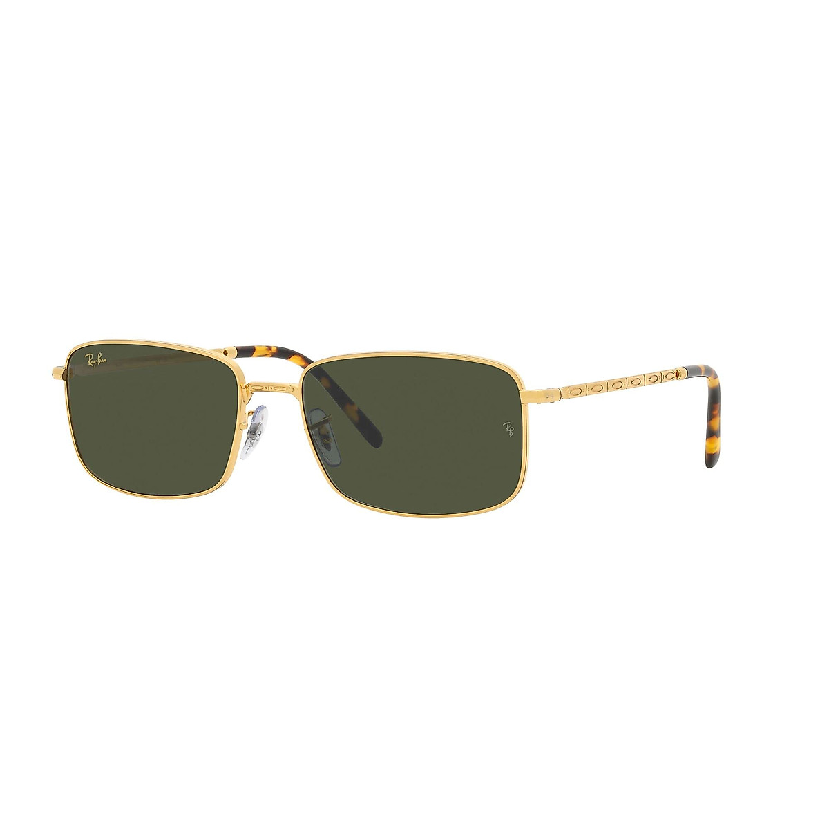 Ray-Ban RB3717 Rectangular Sunglasses, Legend Gold/Green, 57 mm