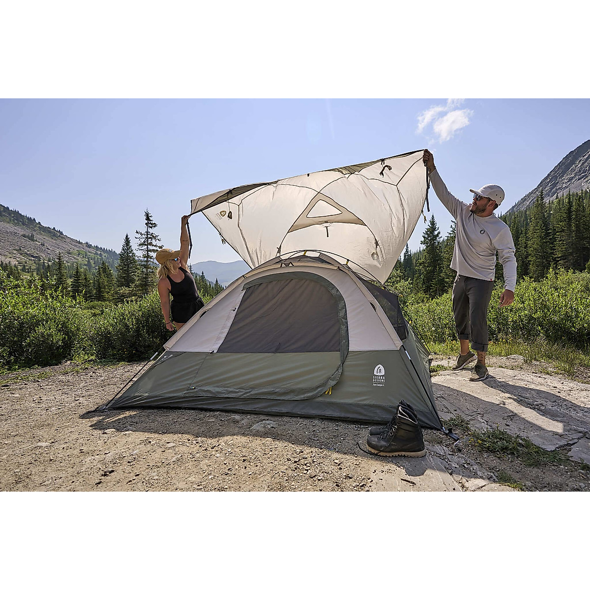 Sierra Designs Fern Canyon 4 Person Tent for Camping - Easy Setup – Includes a Waterproof Removable Rain Fly Ready for Any Conditions - Included Burrito Bag for Quick and Easy Storage…