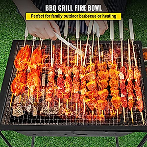 VEVOR BBQ Grill Fire Bowl, 24"x24" Wood Burning Pit, Solid Steel Wood Fire Pits, Wood Fire Pits Outdoor w/Spark Screen Cover, Fire Pits for Outside w/Stainless Steel Baking Net for Baking & Warming