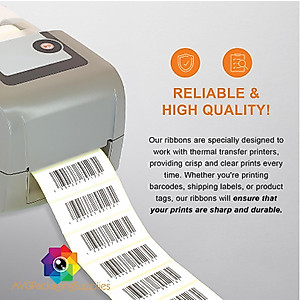 AVG Packaging Supplies 24-Rolls of Brand Name Compatible Thermal Transfer Printer Ribbon 4.33" x 1476'/110mm x 450m Black Standard Resin-Enhanced Wax Ribbons. Free and Same Day Shipping.