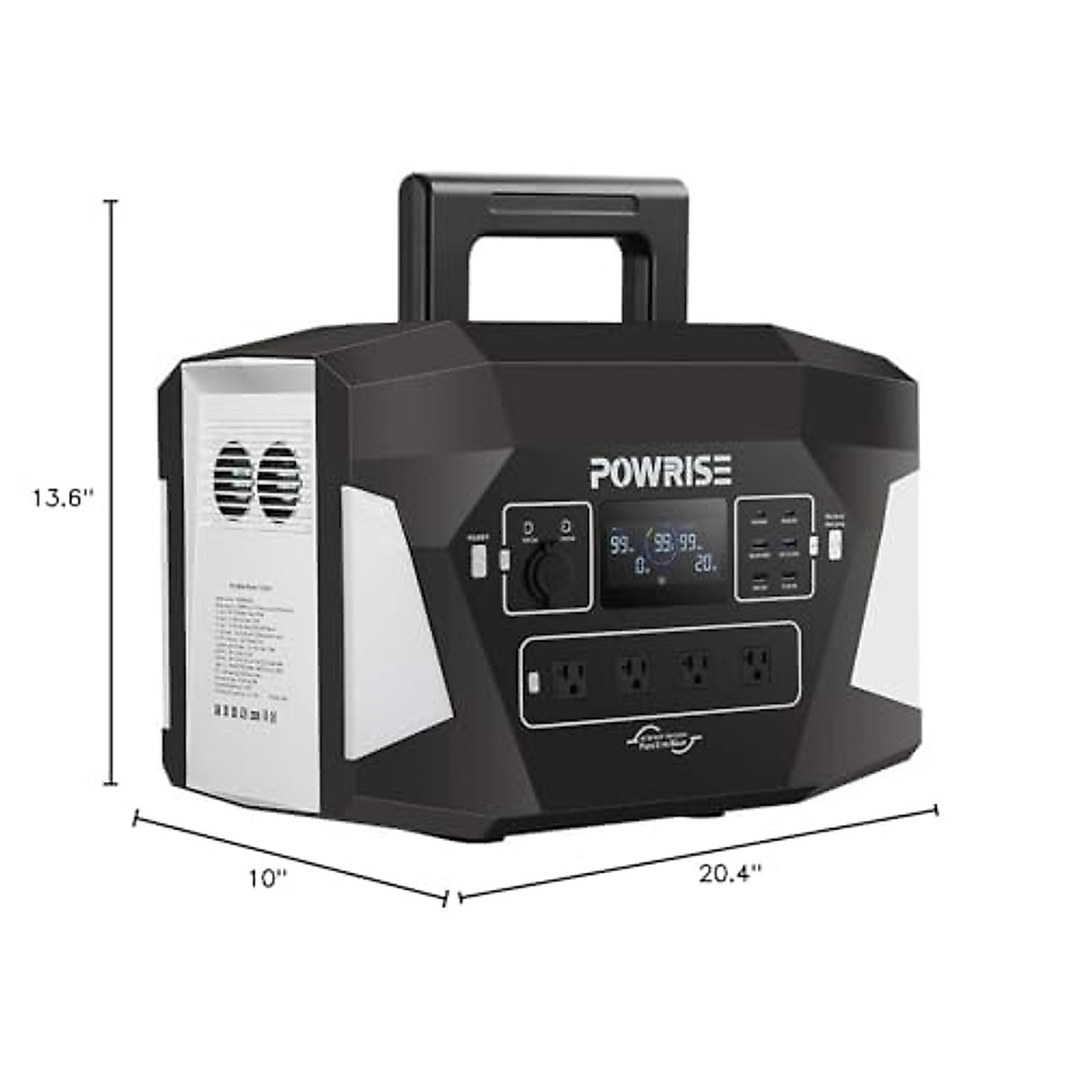 POWRISE 2200W Portable Power Station(4000W Peak),1.5H Super Fast Charging,UPS Function,1843Wh LiFePO4 Battery Backup w/ 13 Outlets (AC DC USB),Solar Generator for Outdoor Camping,RV,Home Use,Emergency