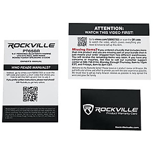 Rockville PT65BR 6.5" Powered Bluetooth LED Tower Speakers for ATV/UTV/RZR/Cart, Black