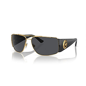 Versace Man Sunglasses Gold Frame, Dark Grey Lenses, 63MM
