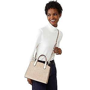 Kate Spade New York Tinsel Glitter Fabric Satchel Crossbody Purse (Rose Gold)