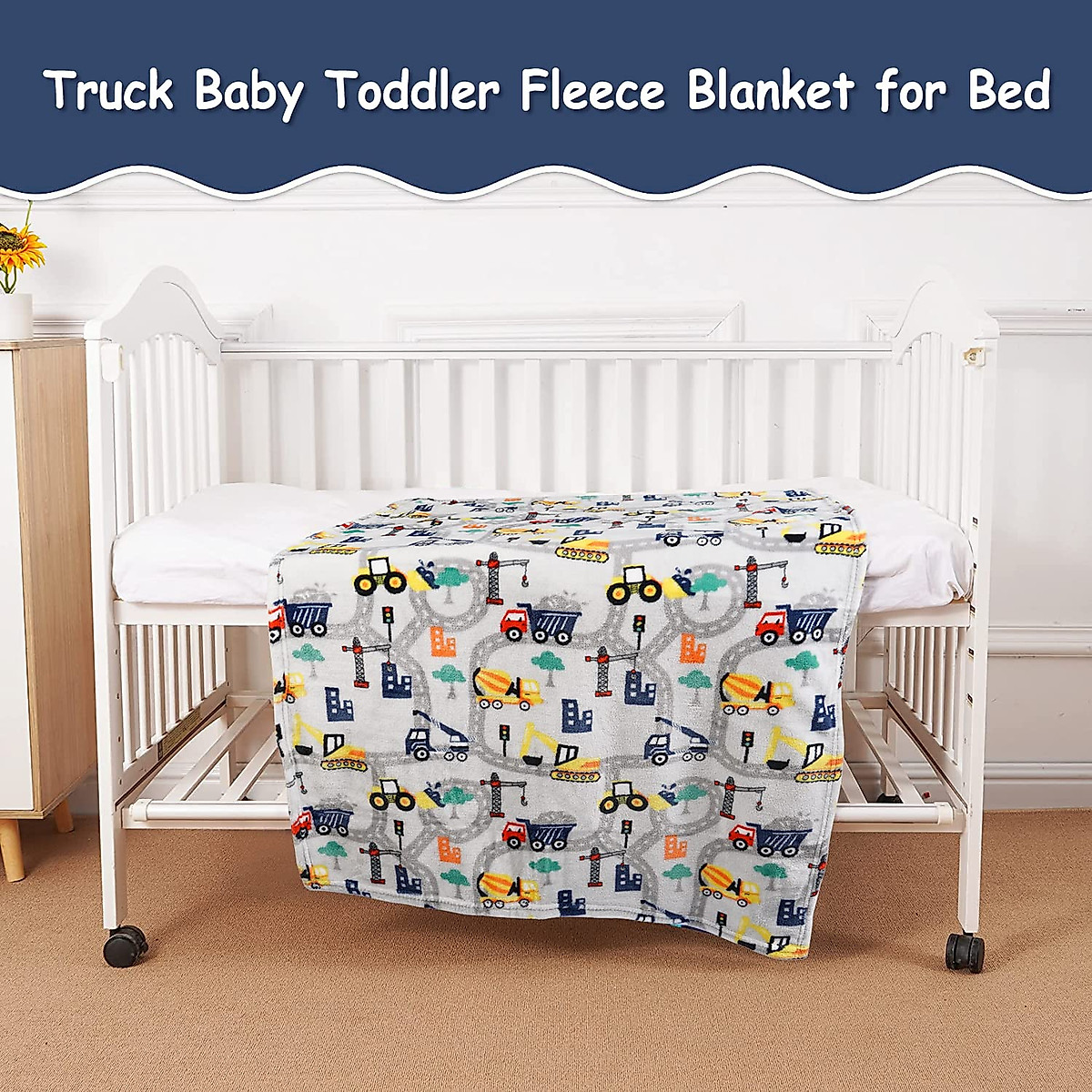 Softan Truck Blanket for Babies, Kids Throw Blanket for Boys and Girls Soft Cozy Flannel, Cute Truck Blanket for Sofa Couch Bed, Soft Plush Warm Receiving for Newborns, 30x40 Inch